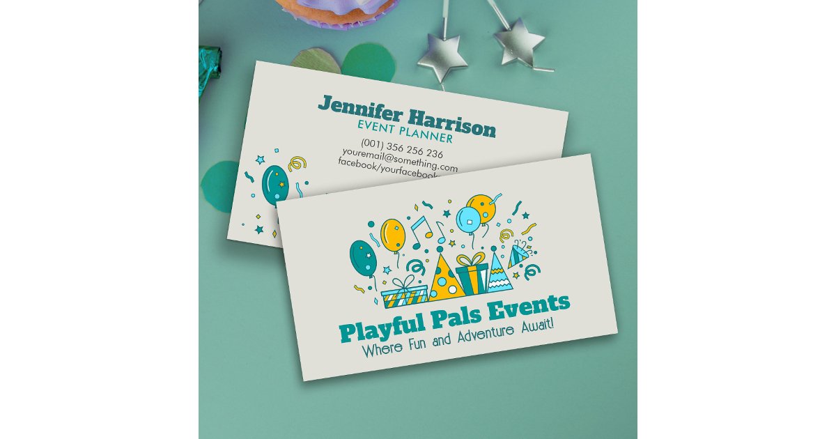 Event Planner - Party Elements Illustration Business Card | Zazzle