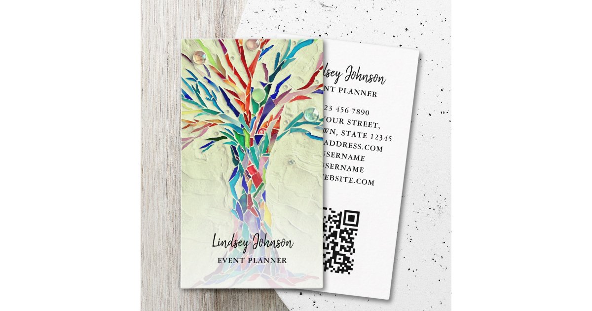 Event Planner QR Code Green Business Card | Zazzle