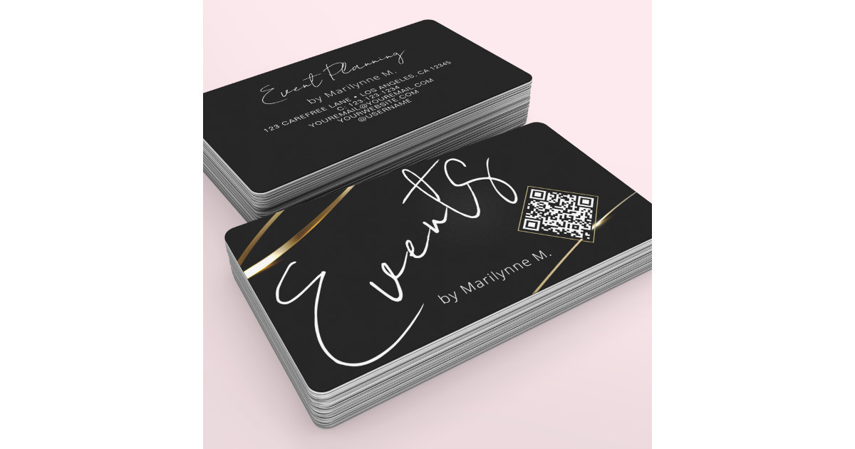 Event Planning Modern Black Business Card | Zazzle
