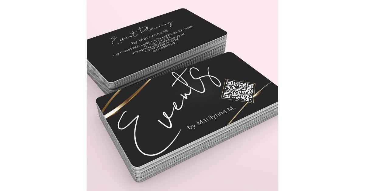 Event Planning Modern Black Business Card | Zazzle