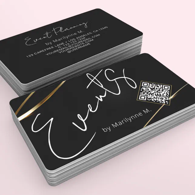 Event Planning Modern Black Business Card | Zazzle