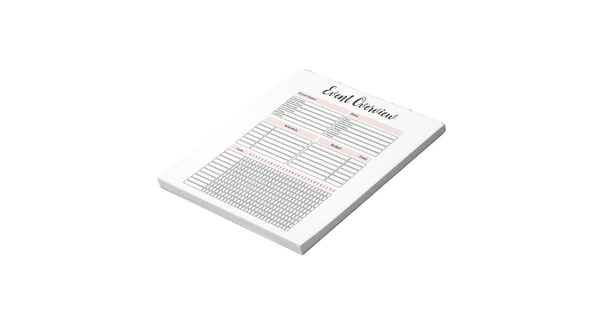 Event Planning Overview Notepad | Zazzle