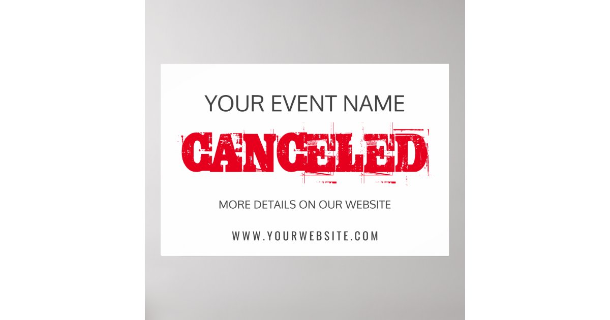 Event Red Cancellation Announcement Signage Poster Zazzle Event Red Cancellation Announcement Signage Poster Zazzle