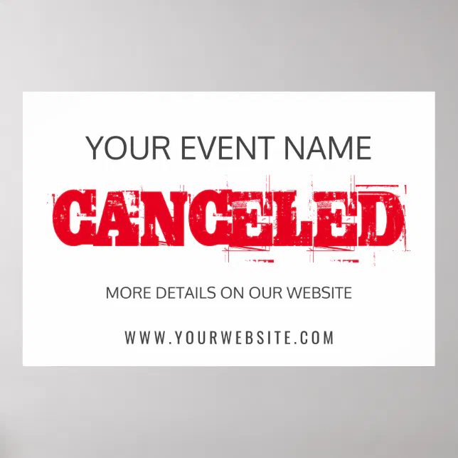 Event red cancellation announcement signage poster | Zazzle