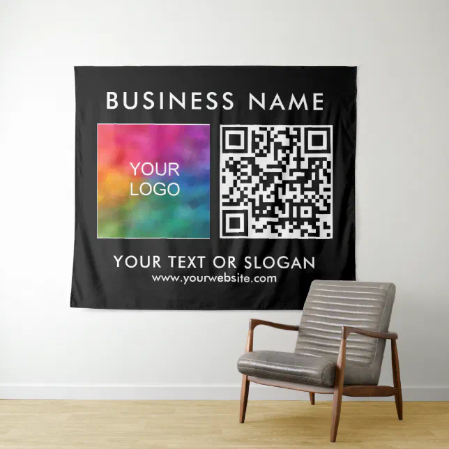 Event Seminar Logo QR Code Large Black Backdrop | Zazzle