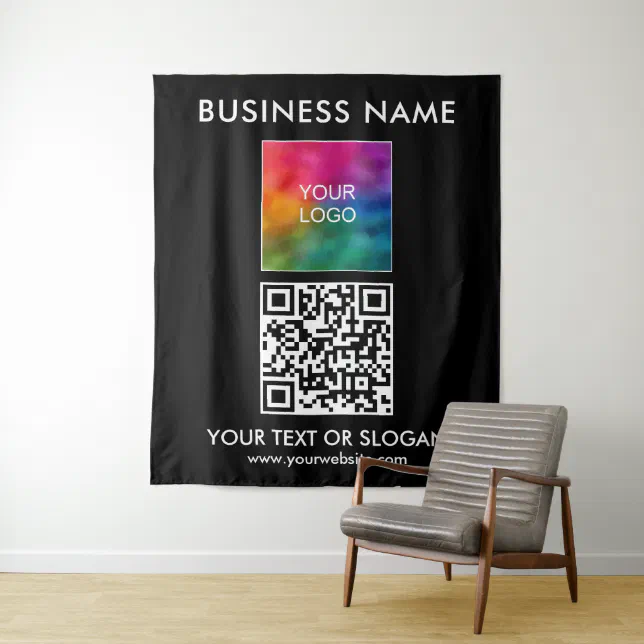 Event Seminar Party Business Logo QR Code Backdrop | Zazzle
