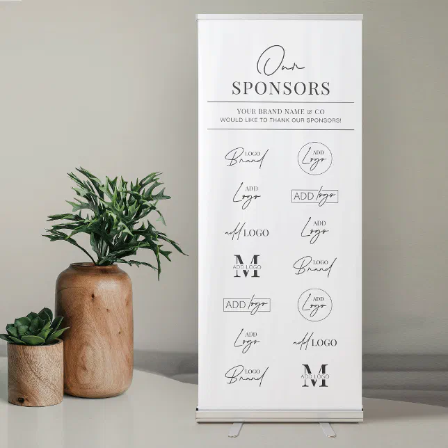 Event Sponsor Logos Business Donors Backdrop Retractable Banner | Zazzle
