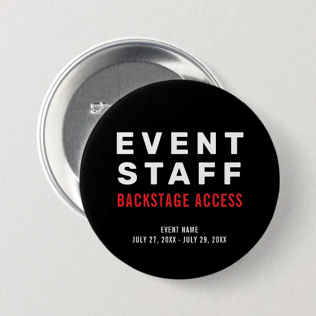 Event Staff Backstage Access Button | Zazzle