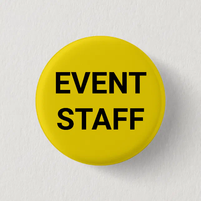 Event Staff black & yellow custom text pin button | Zazzle
