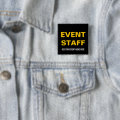 EVENT STAFF BUTTON PIN | BLACK YELLOW | Zazzle