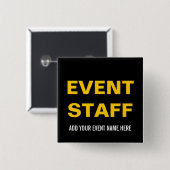 EVENT STAFF BUTTON PIN | BLACK YELLOW | Zazzle