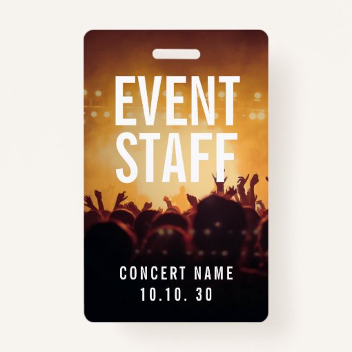 Event Staff Photo Custom Name Concert Badge | Zazzle