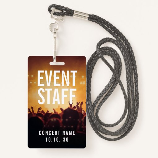 Event Staff Photo Custom Name Concert Badge | Zazzle