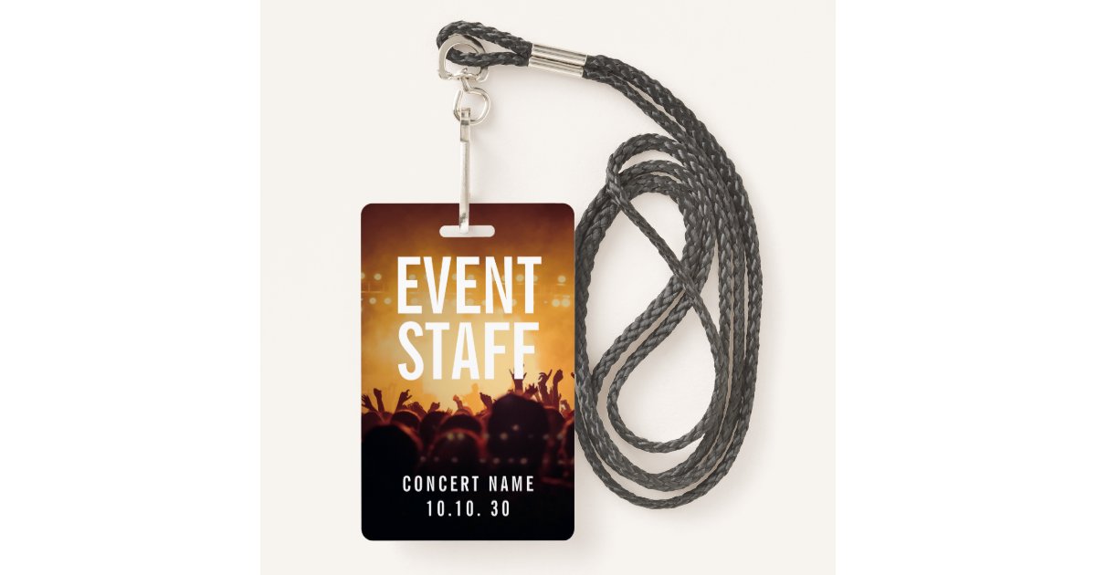 Event Staff Photo Custom Name Concert Badge | Zazzle