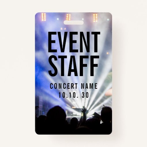 Event Staff Photo Custom Name Lights Concert Badge | Zazzle