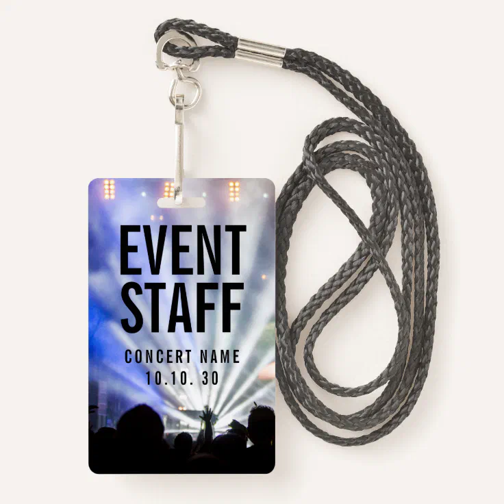 Event Staff Photo Custom Name Lights Concert Badge | Zazzle