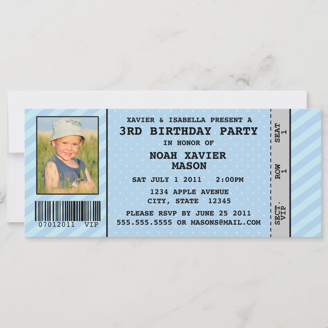 Event Ticket Style Birthday Party Inviation Invitation | Zazzle