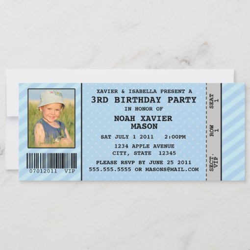 Event Ticket Style Birthday Party Inviation Invitation | Zazzle