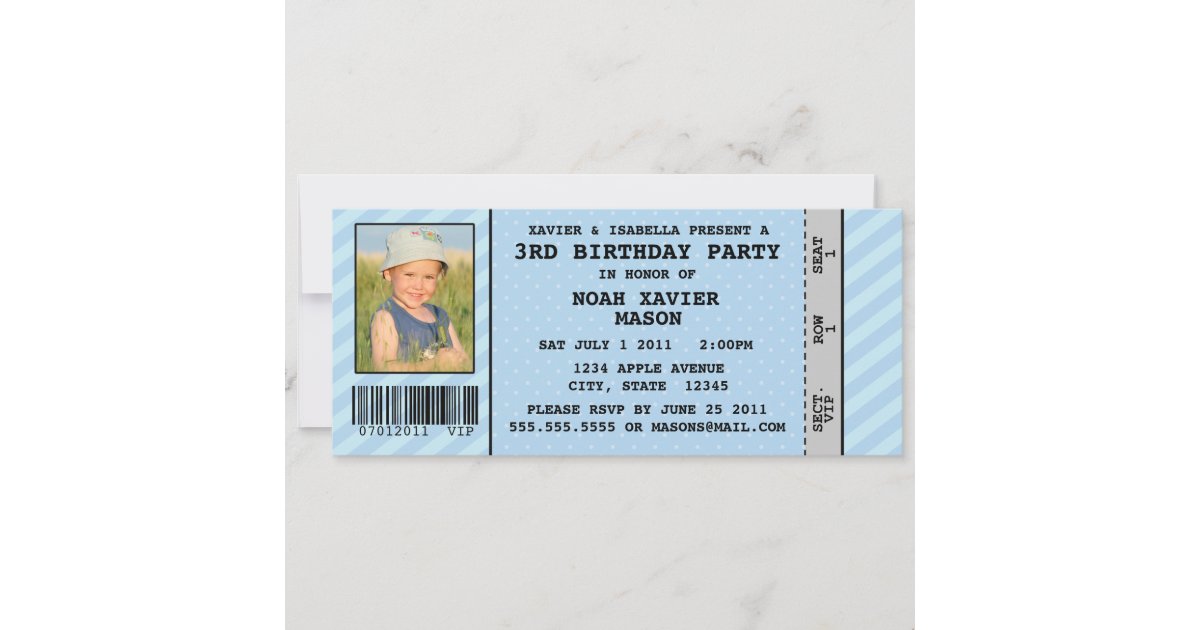 Event Ticket Style Birthday Party Inviation Invitation | Zazzle