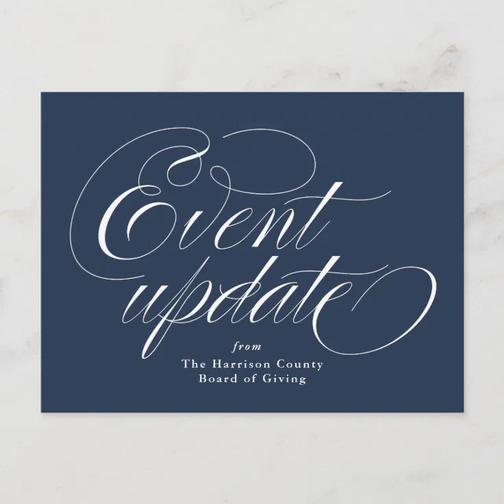 Event update navy blue postcard | Zazzle