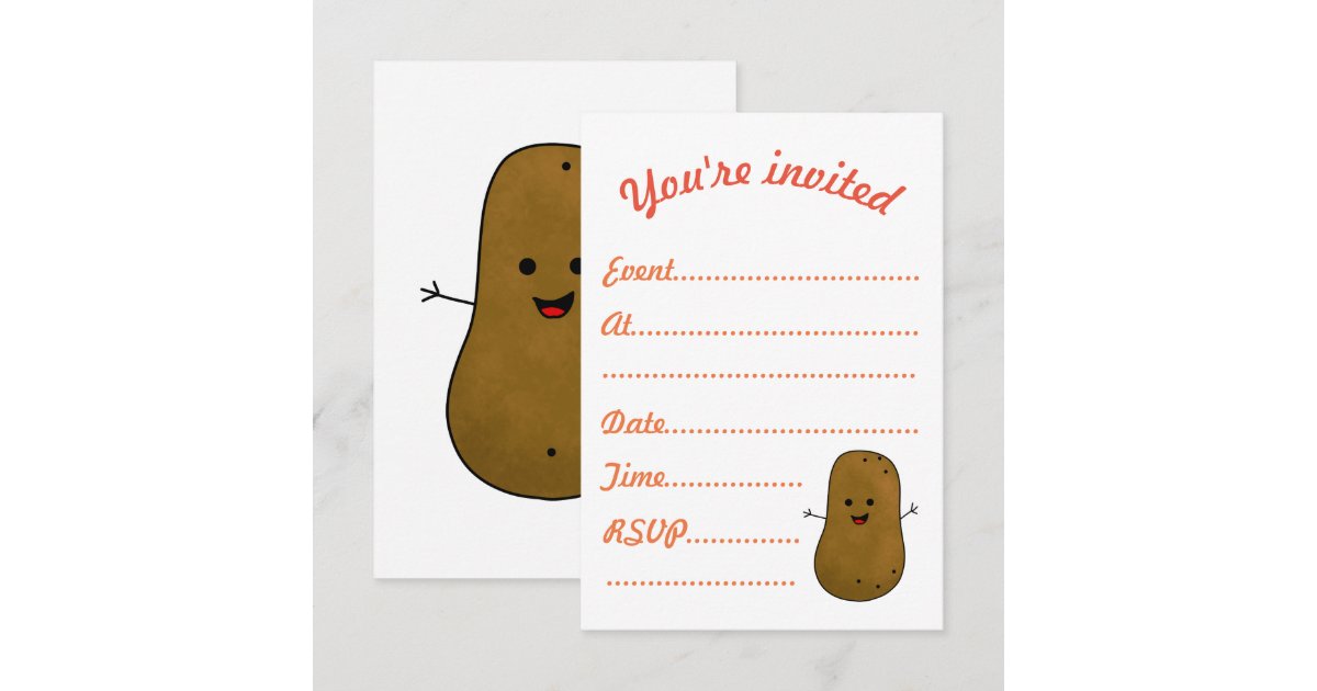 Events Invite, Cute Happy Potato Invitation | Zazzle