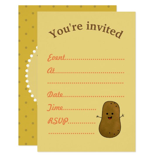 Events Invite, Cute Happy Potato Invitation | Zazzle.com