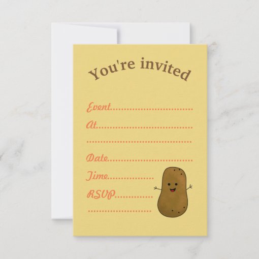 Events Invite, Cute Happy Potato Invitation | Zazzle