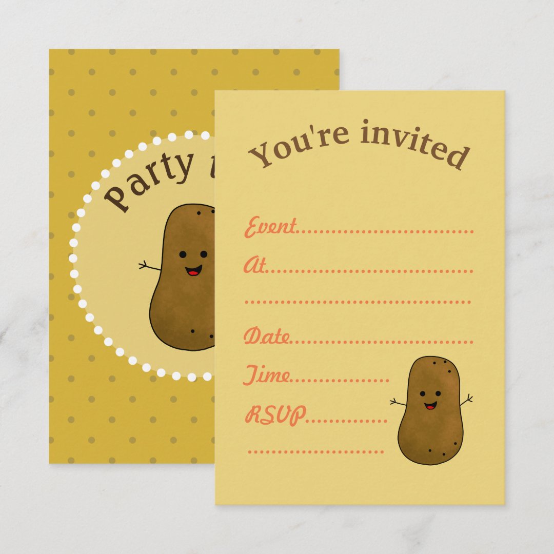 Events Invite, Cute Happy Potato Invitation | Zazzle