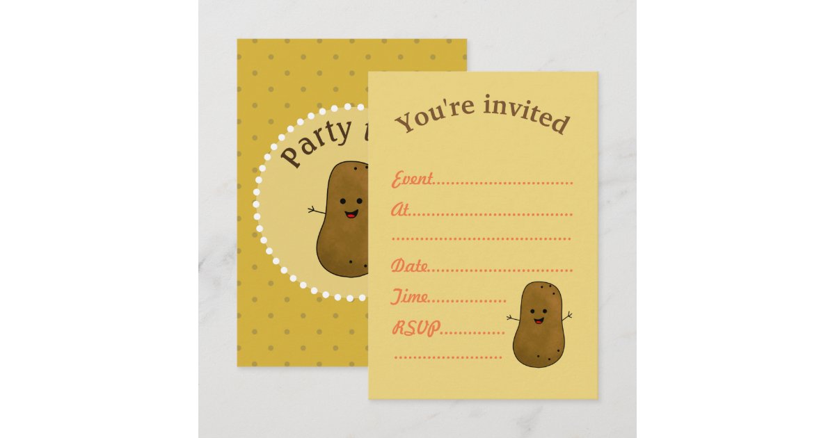 Events Invite, Cute Happy Potato Invitation | Zazzle