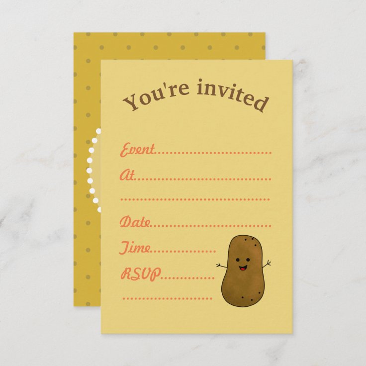 Events Invite, Cute Happy Potato Invitation | Zazzle