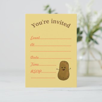 Events Invite, Cute Happy Potato Invitation | Zazzle