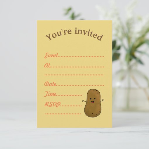 Events Invite, Cute Happy Potato Invitation | Zazzle