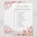 Ever Or Never Pink Floral Tea Birthday Party Game | Zazzle