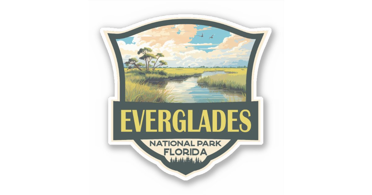 Everglades National Park Illustration Travel Art Sticker | Zazzle