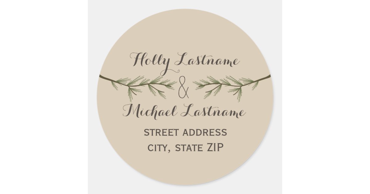 Evergreen Branches Address Sticker | Zazzle