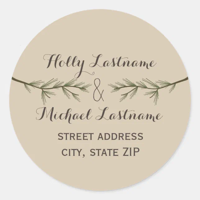 Evergreen Branches Address Sticker | Zazzle
