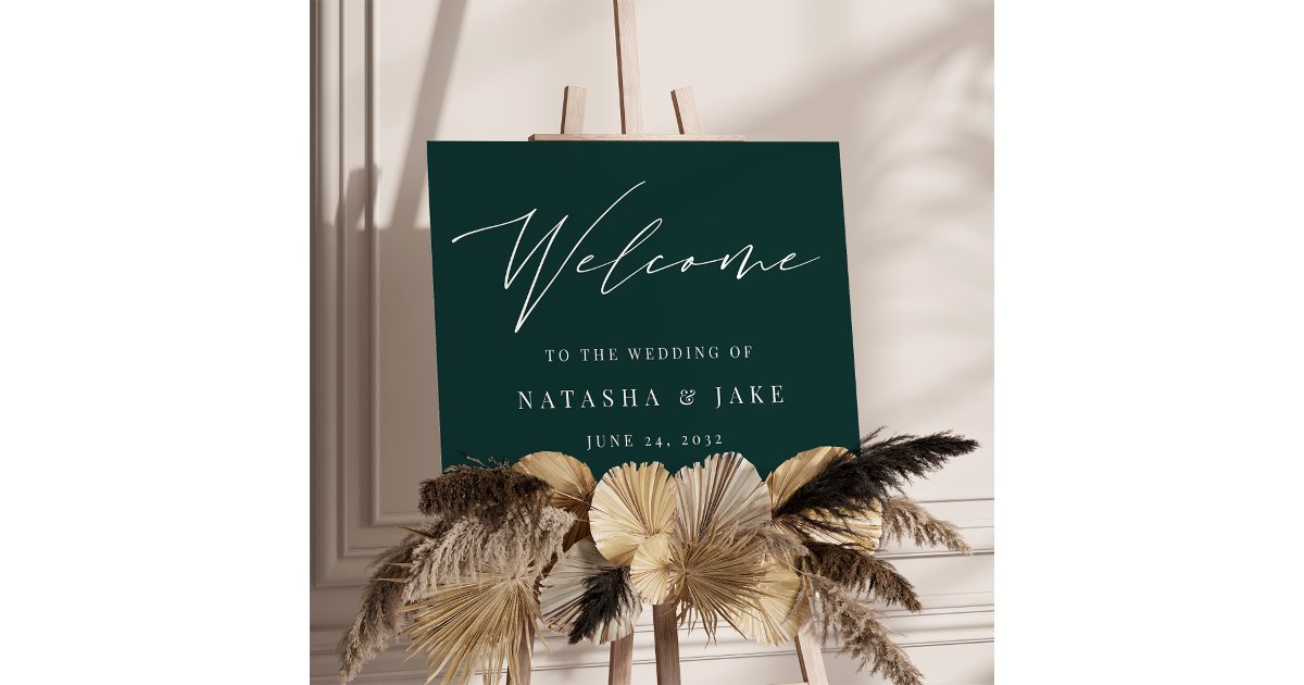 Evergreen Calligraphy Script Wedding Welcome Sign | Zazzle