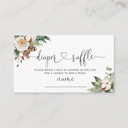 Evergreen Christmas diaper raffle ticket Enclosure Card | Zazzle