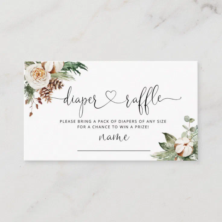 Evergreen Christmas diaper raffle ticket Enclosure Card | Zazzle