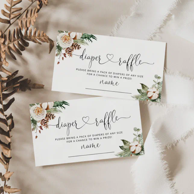 Evergreen Christmas diaper raffle ticket Enclosure Card | Zazzle