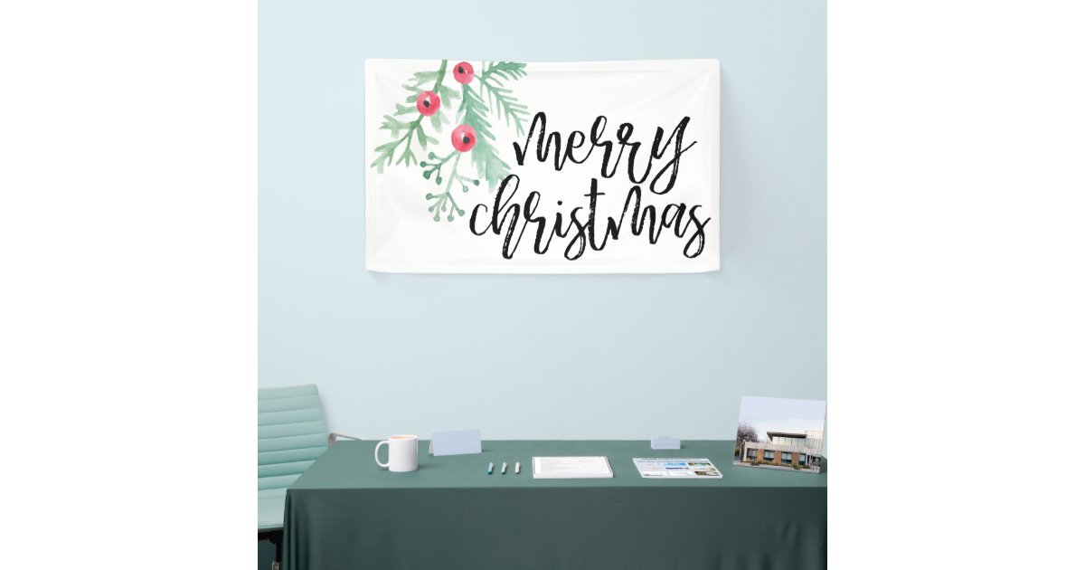 Evergreen Christmas Holiday Banner | Zazzle