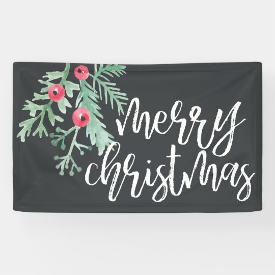 Evergreen Christmas Holiday Banner Slate | Zazzle.com