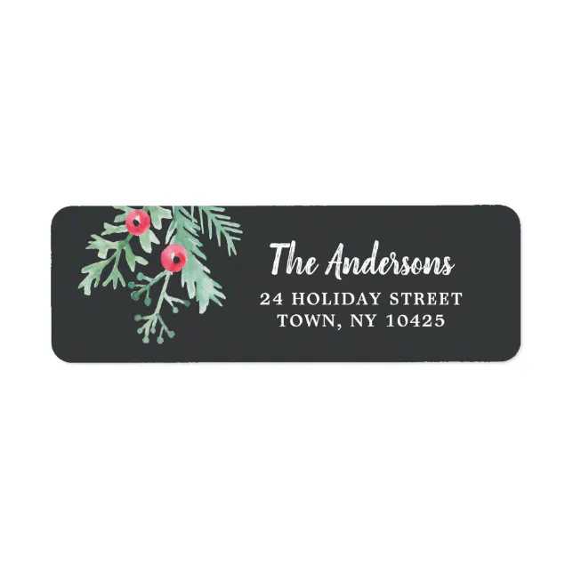 Evergreen Christmas Holiday Return Address Label | Zazzle