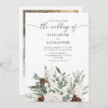Evergreen elegant winter wedding QR code photo Invitation | Zazzle