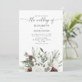 Evergreen elegant winter wedding QR code photo Invitation | Zazzle