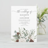 Evergreen elegant winter wedding QR code photo Invitation | Zazzle
