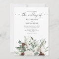 Evergreen elegant winter wedding QR code photo Invitation | Zazzle