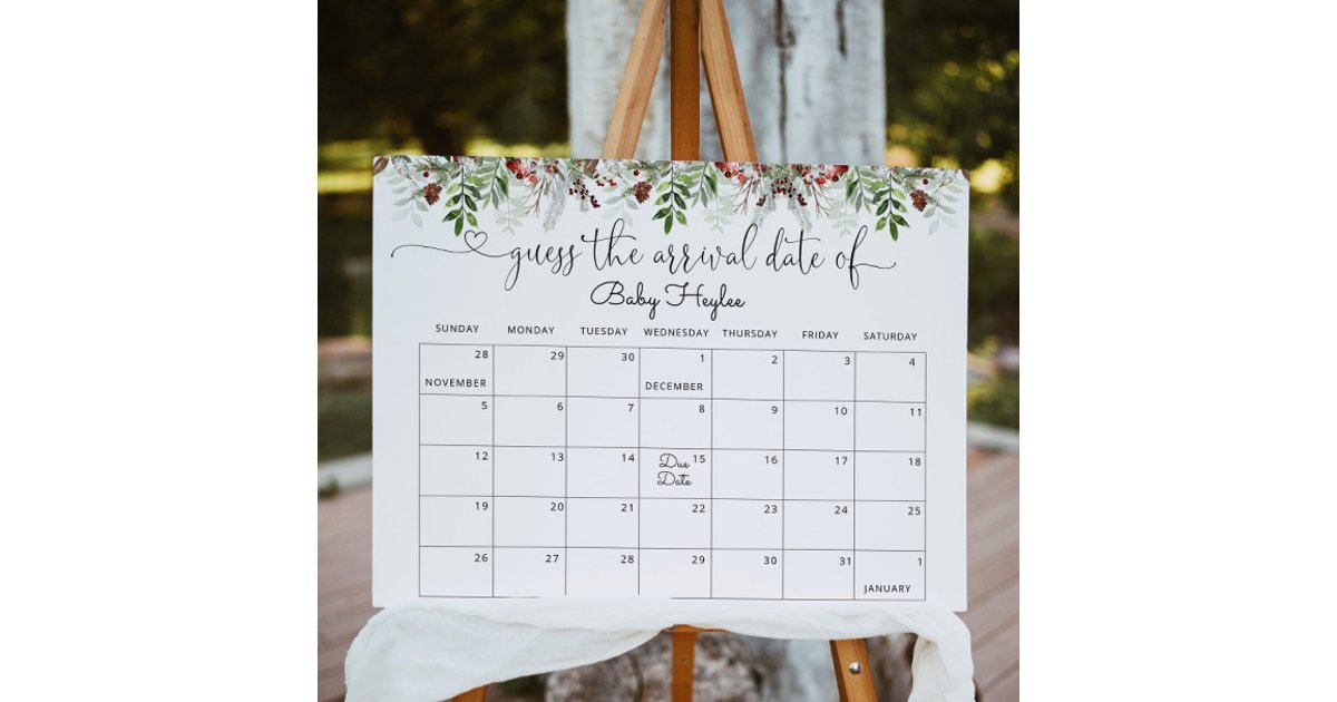 Evergreen Guess the due Date calendar Poster | Zazzle