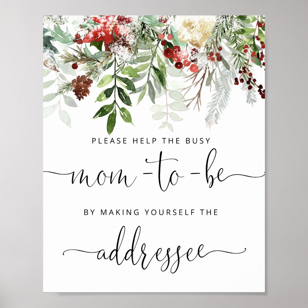Evergreen Help the Busy Mom Address an Envelope Poster | Zazzle