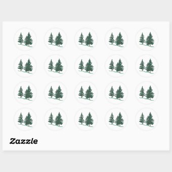 Evergreen Trees Classic Round Sticker | Zazzle